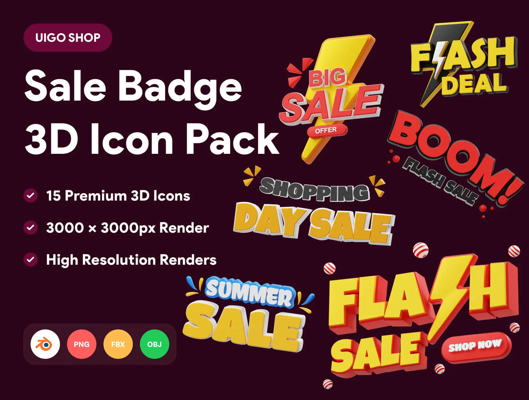 Sale Badge 3D Word Icon 15款电商购物节促销打折营销优惠活动3D图标icon素材webp免抠图片 - 格外视觉 ...