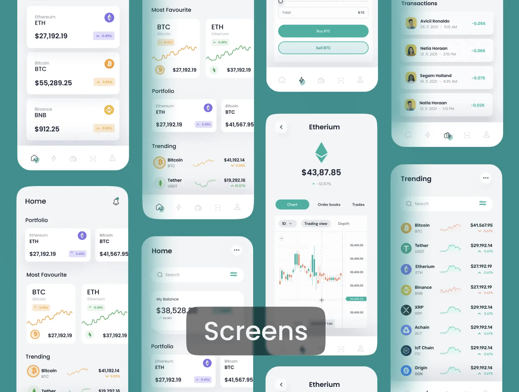 CryptoCoin - Crypto Wallet And Finance App UI Kit 55屏金融数字加密钱包应用app设计用户 ...