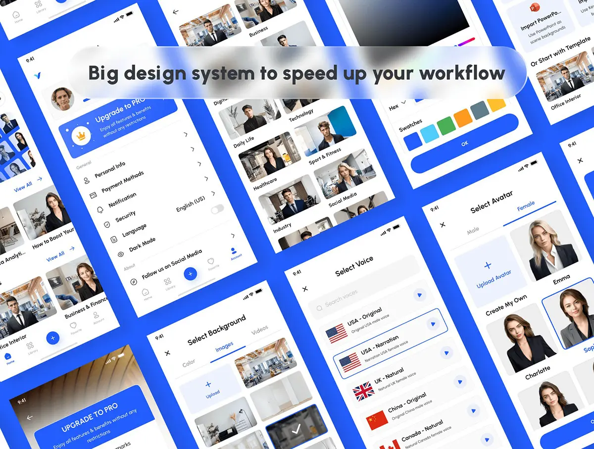 Vidify – AI Video Generator App UI Kit 150多屏AI人工智能社交短视频剪辑生成器App应用UI界面 ...