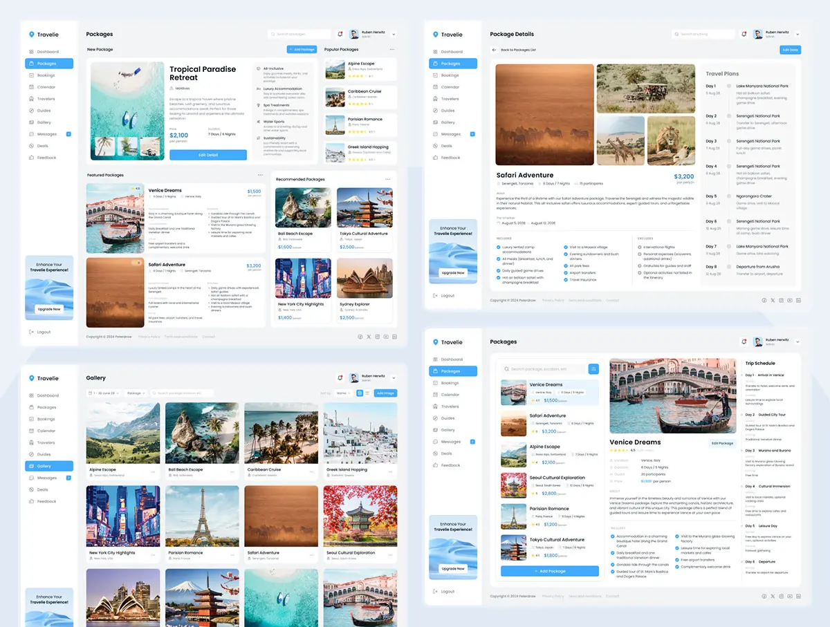 Travelie – Travel Agency Admin Dashboard Figma Template 旅行社客户行程安排酒店预订后台 ...